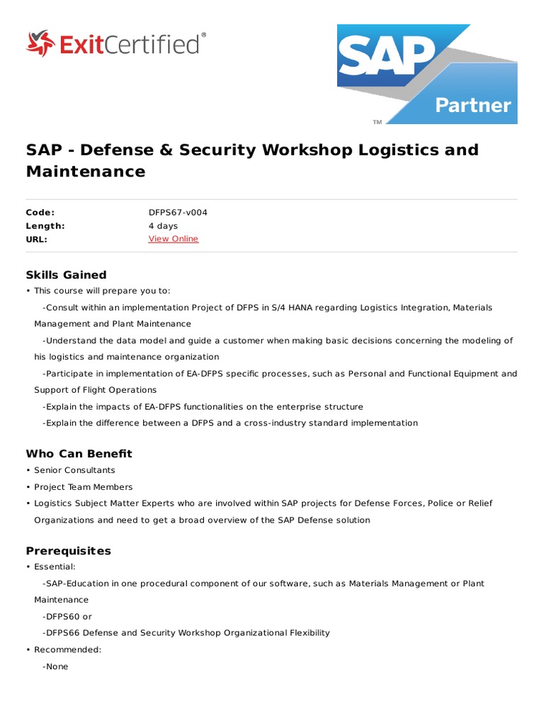 Defense and Security Workshop Logistics and Maintenance | PDF ...