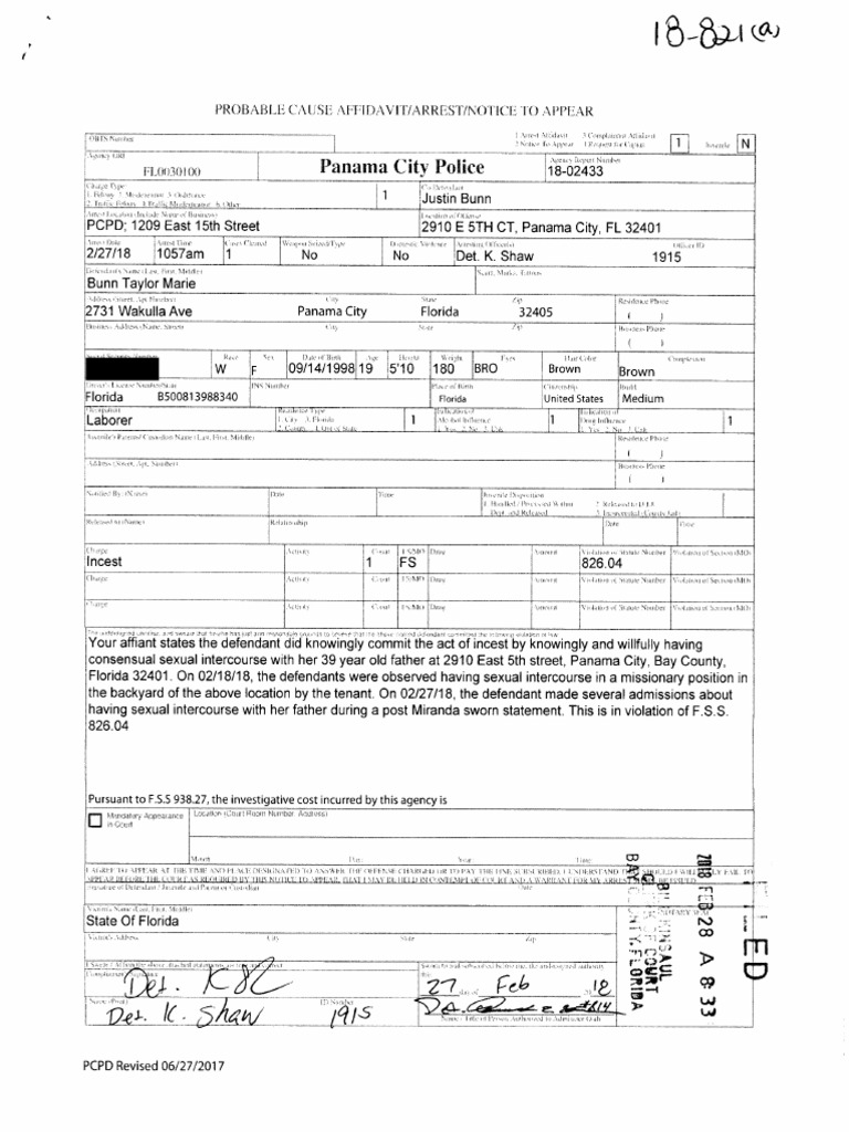 Justin and Taylor Bunn Arrest Report | PDF