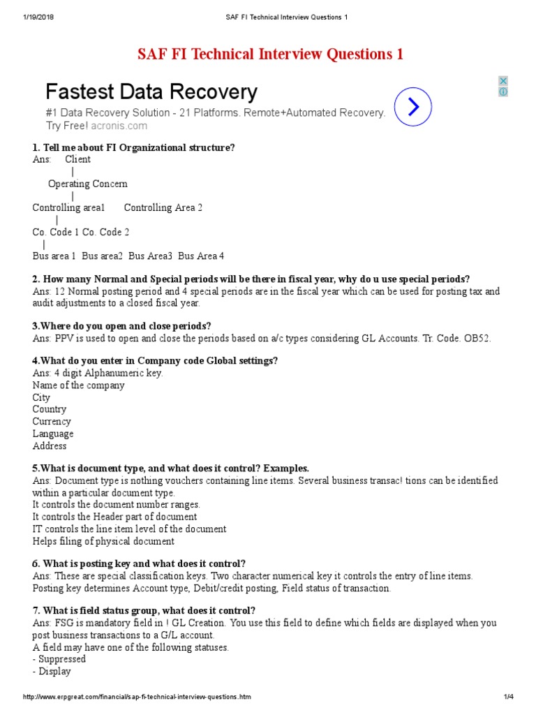 SAF FI Technical Interview Questions 1 | PDF | Debits And Credits ...