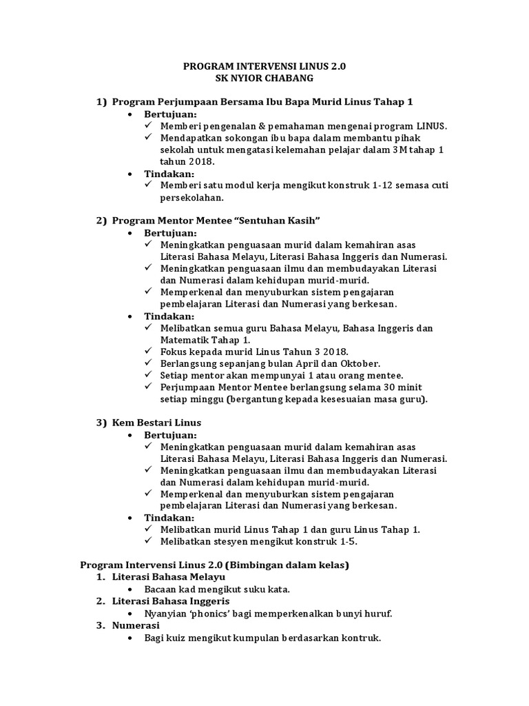 Program Intervensi Linus | PDF