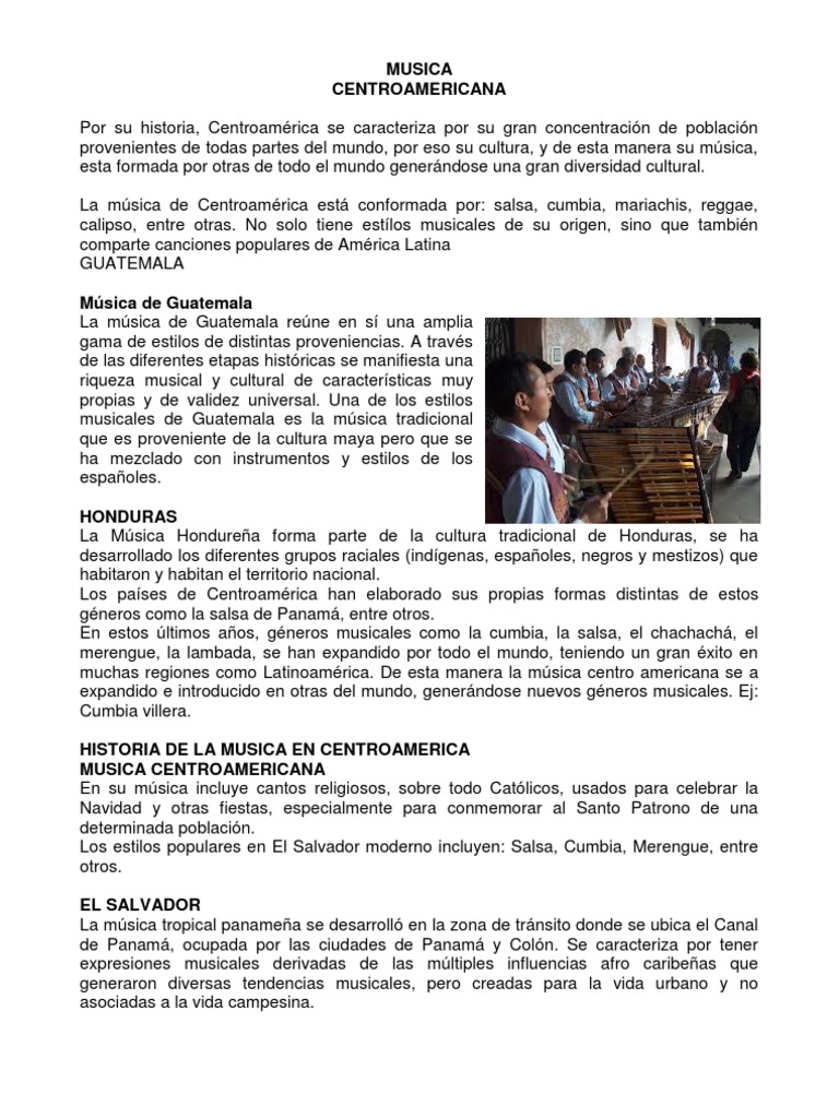 Evolución de la Música Centroamericana | PDF | Centroamérica | America ...