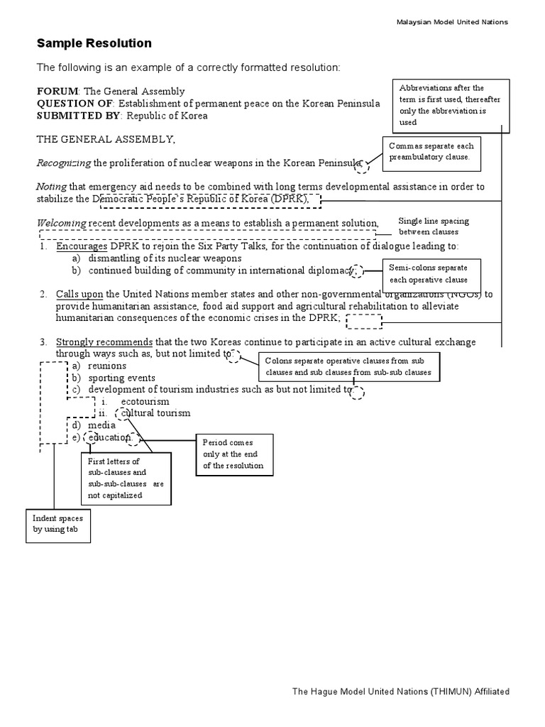 Model UN Resolution Guide | PDF | North Korea | World Politics