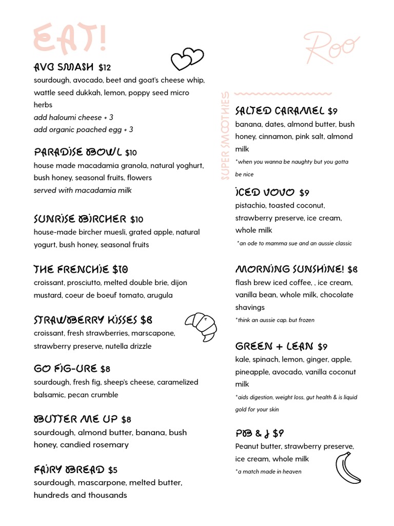 Roo Menu | PDF | Drink | Non Alcoholic Drinks