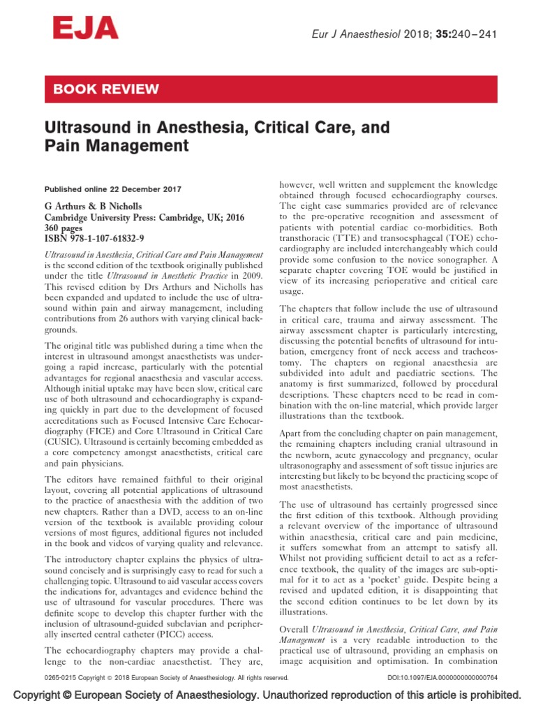 Ultrasound in Anesthesia, Critical Care, and Pain.19 | PDF | Medical ...