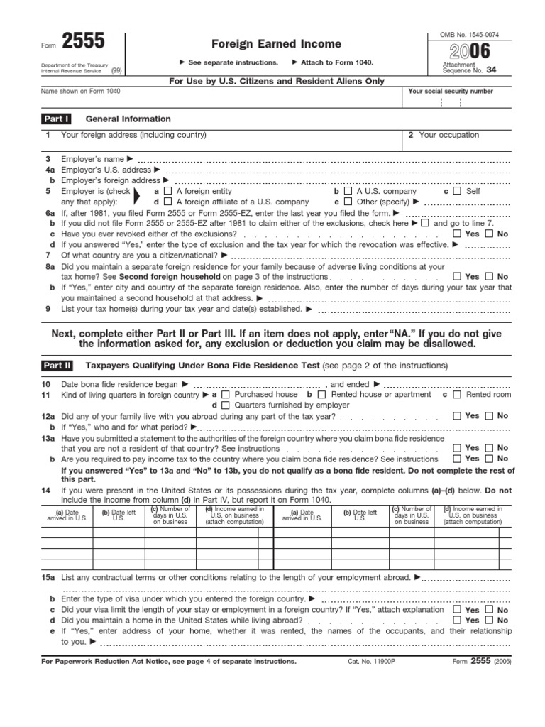 f2555 | Irs Tax Forms | Tax Deduction