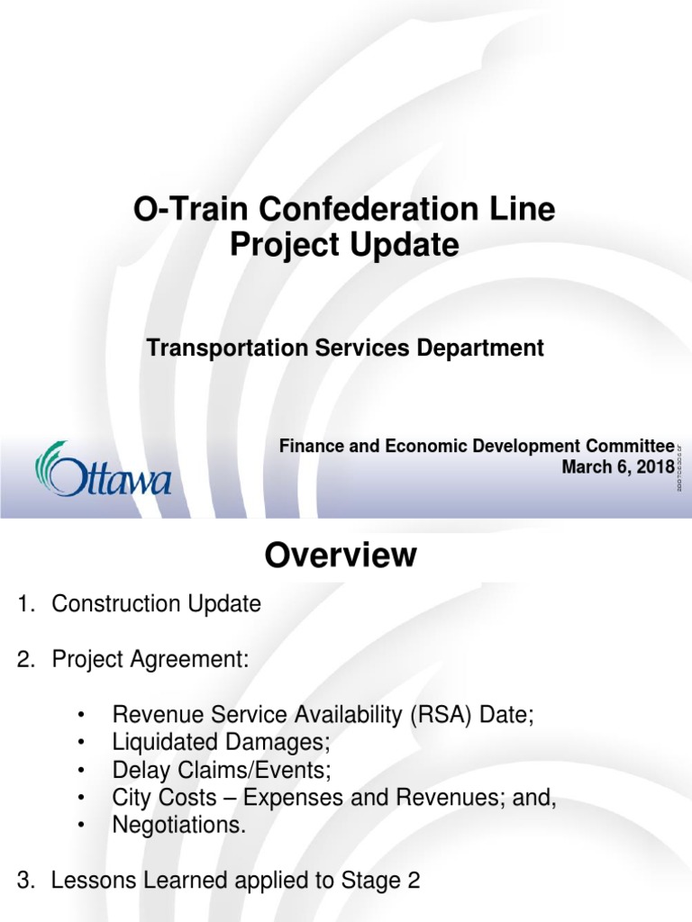 O-Train Confederation Line Project Update | PDF | Liquidated Damages ...