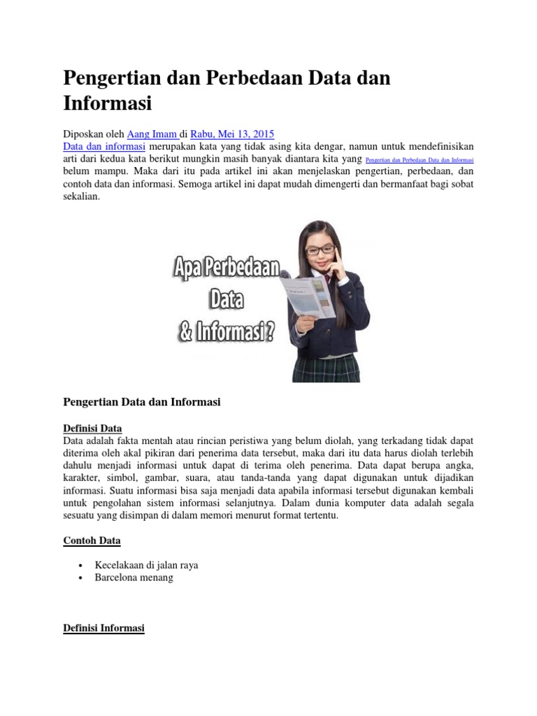 Perbedaan Data Dan Informasi Contoh Dan Pengertian