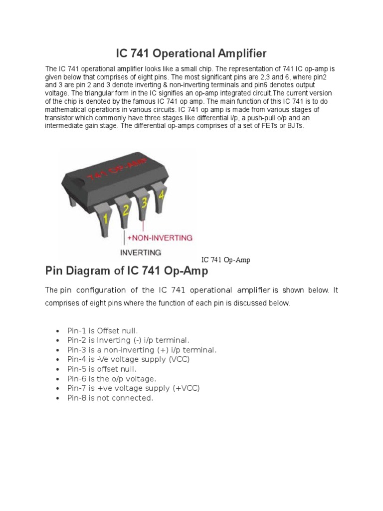 IC 741 Operational Amplifier | PDF | Operational Amplifier | Amplifier