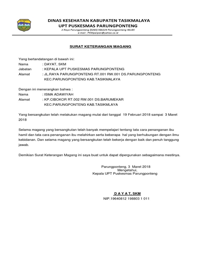 Surat Keterangan MaganG | PDF