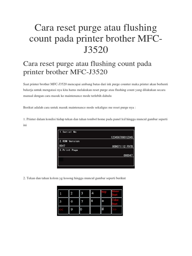Resetting the Ink Purge Counter on a Brother MFC-J3520 Printer | PDF