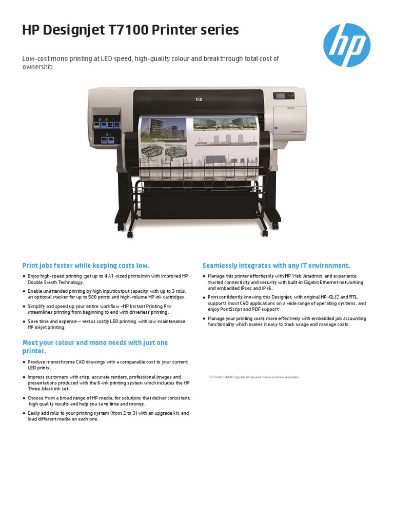HP Designjet T7100 Printer Series | PDF | Printer (Computing) | Printing