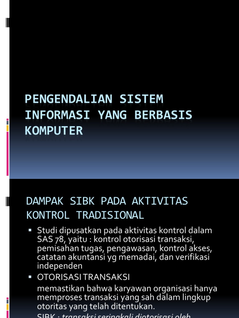 Pengendalian Sistem Informasi Yang Berbasis Komputer | PDF