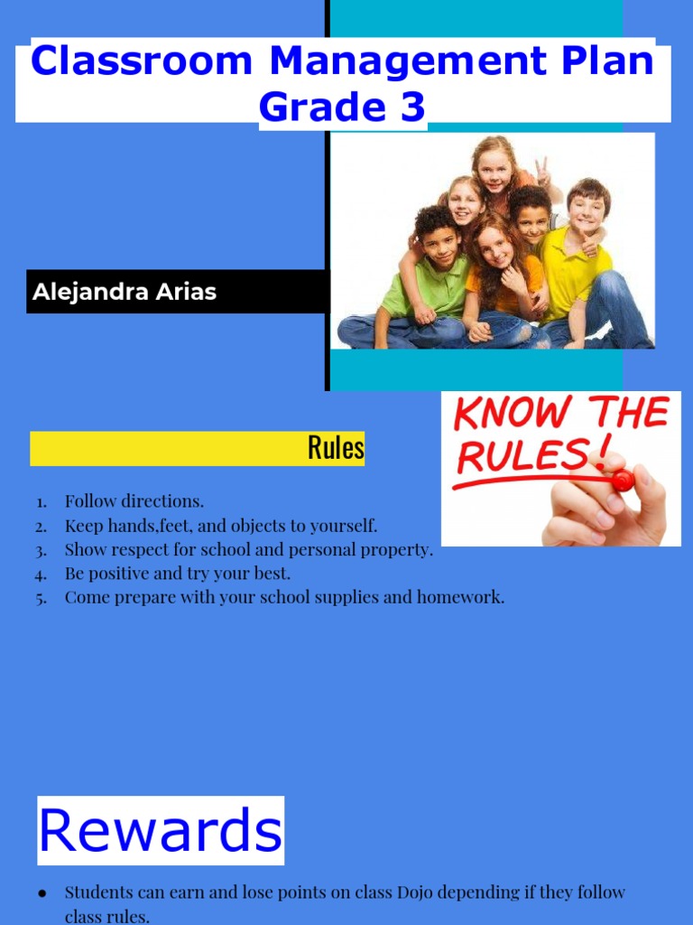 Classroom Management Plan Grade 3: Alejandra Arias | PDF