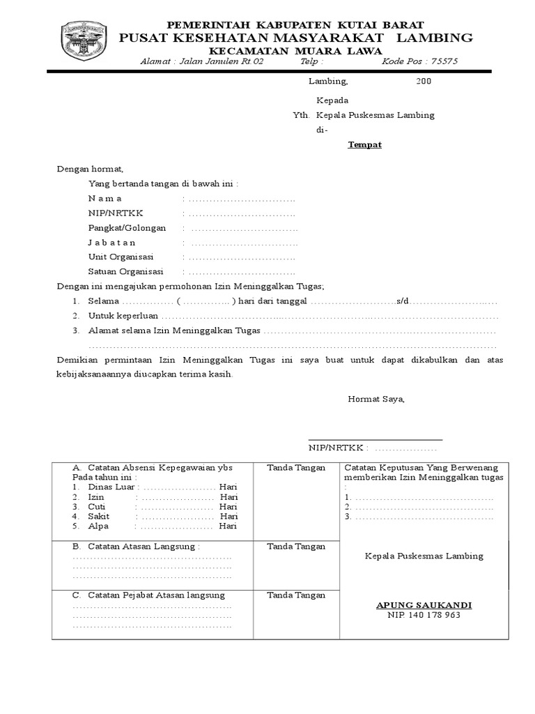 Blangko Surat Izin | PDF