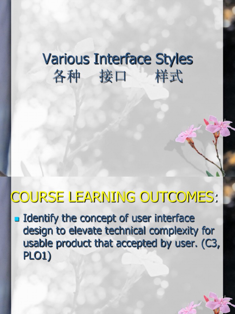 Various Interface Styles | PDF | Menu (Computing) | User Interface