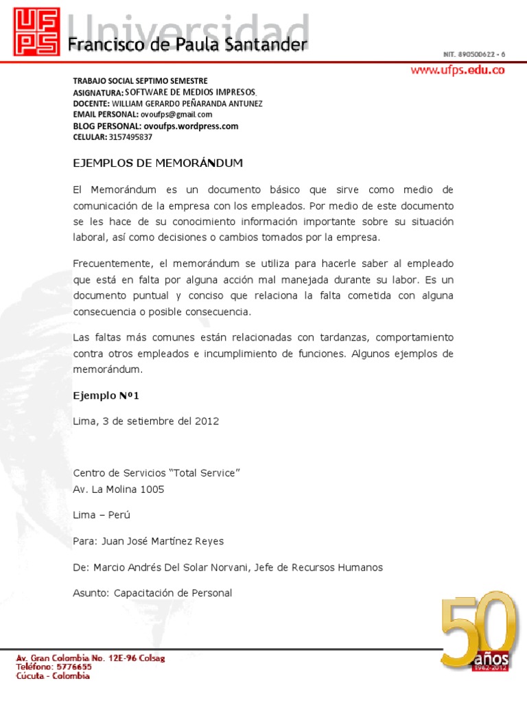 Modelos de Memorandum | PDF | Gestión de recursos humanos | Science