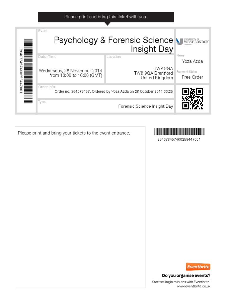 Forensic Psychology Insight Day Ticket | PDF | Service Industries ...