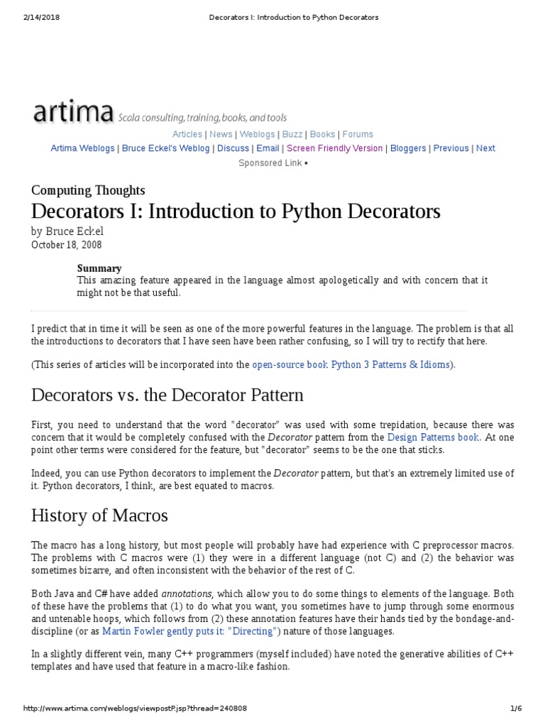 Decorators I Introduction To Python Decorators Pdf Subroutine Class Computer Programming