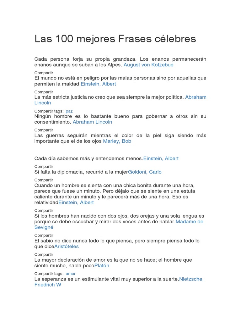 100 Frases Célebres Impactantes | PDF | Friedrich Nietzsche | Albert ...