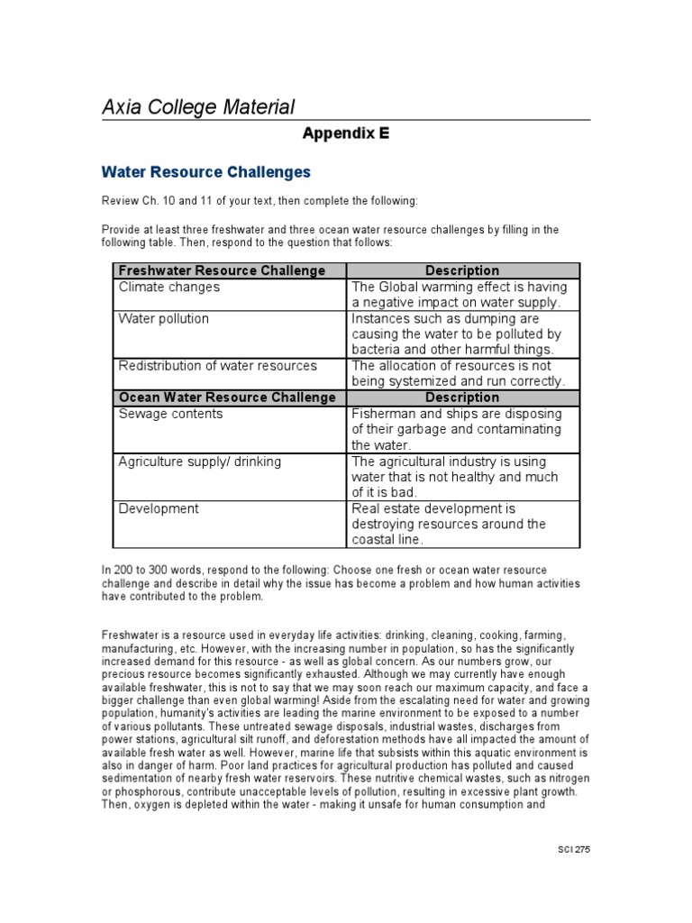 Axia College Material: Water Resource Challenges | PDF | Water ...