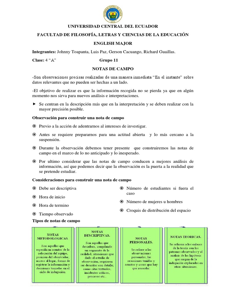 Resumen-Notas de Campo | PDF