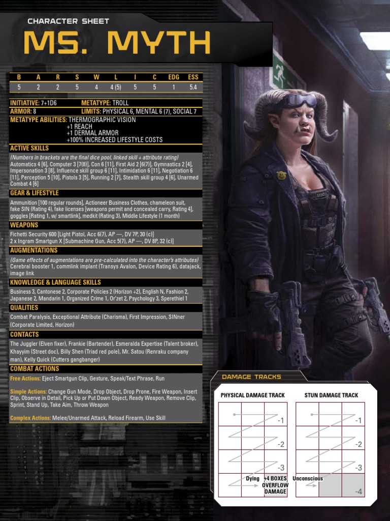 Shadowrun 5E Digital Tools Box - Beginner Box - QSR Character Sheet Ms ...