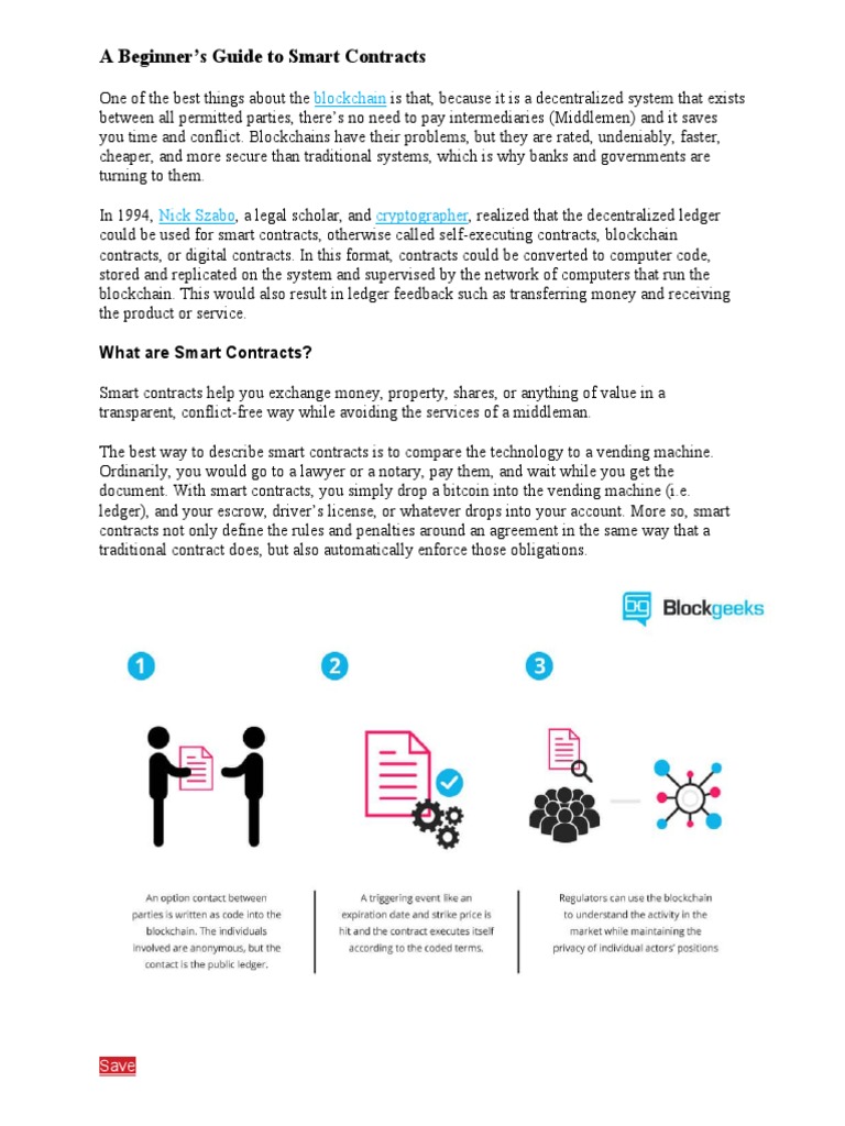 A Beginner Guide To Smart Contracts | PDF | Bitcoin | Insurance