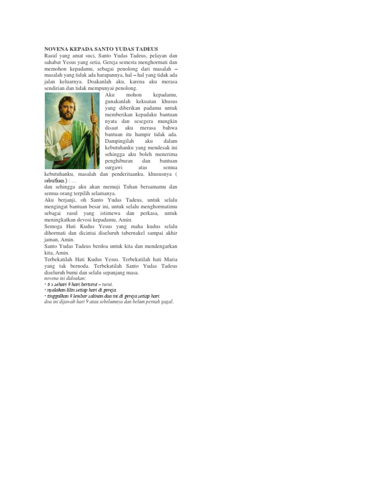 Novena Kepada Santo Yudas Tadeus | PDF