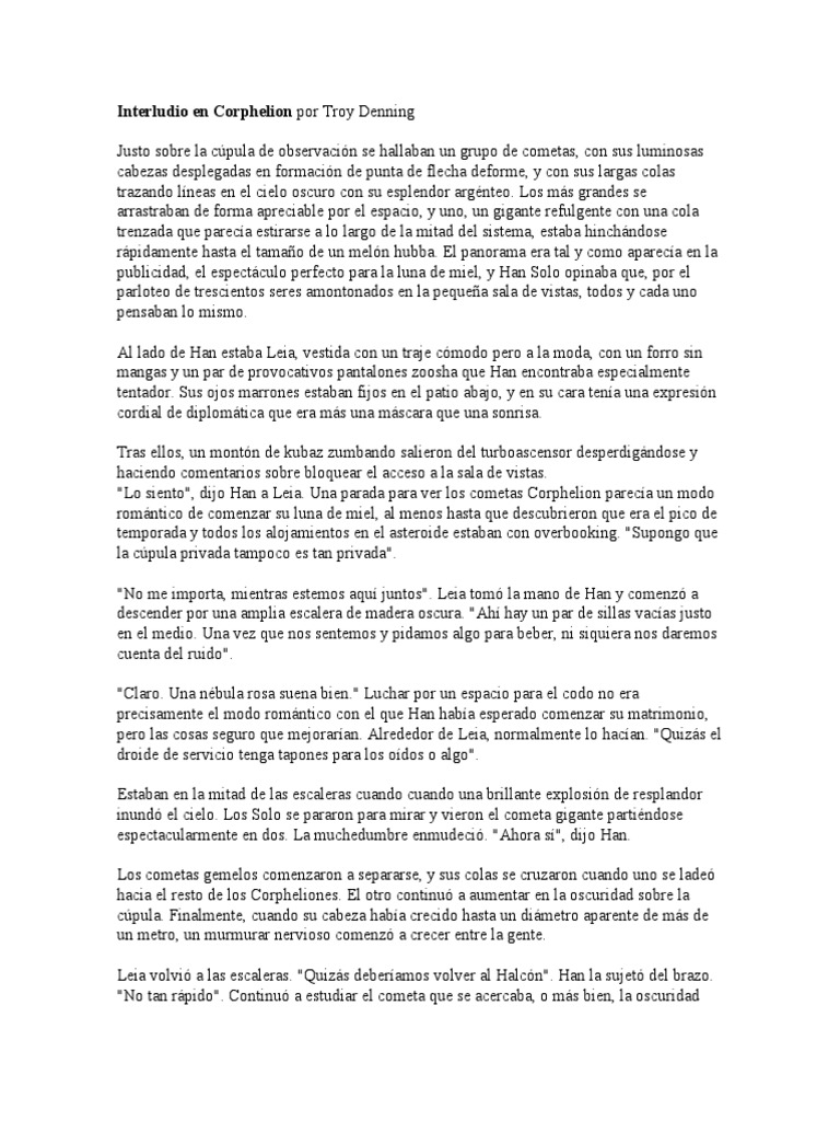 080 Troy Denning - Star Wars - Interludio en Corphelion | PDF | Cometa | Estrellas