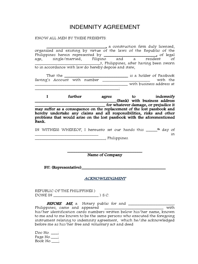 Construction Firm Indemnity Pact | PDF