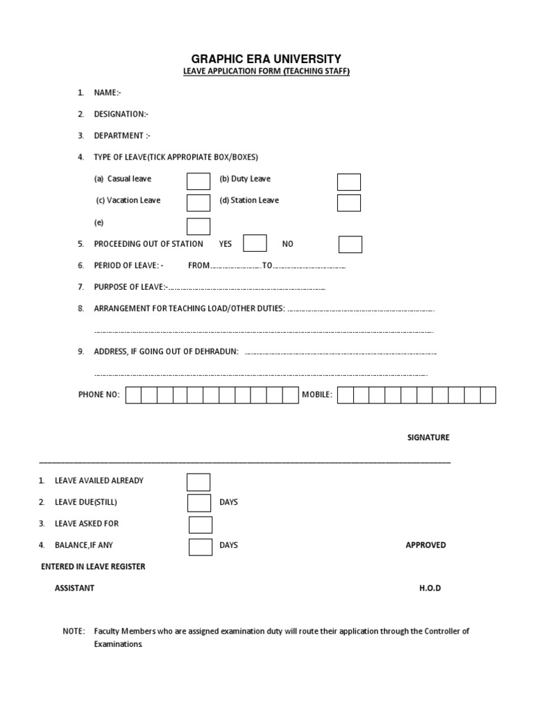 Teaching Staff Leave Form | PDF