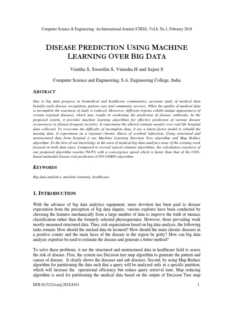 Disease Prediction with Machine Learning | PDF | Big Data | Machine ...