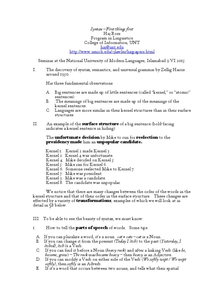 Syntax in a Nutshell | PDF | Clause | Verb