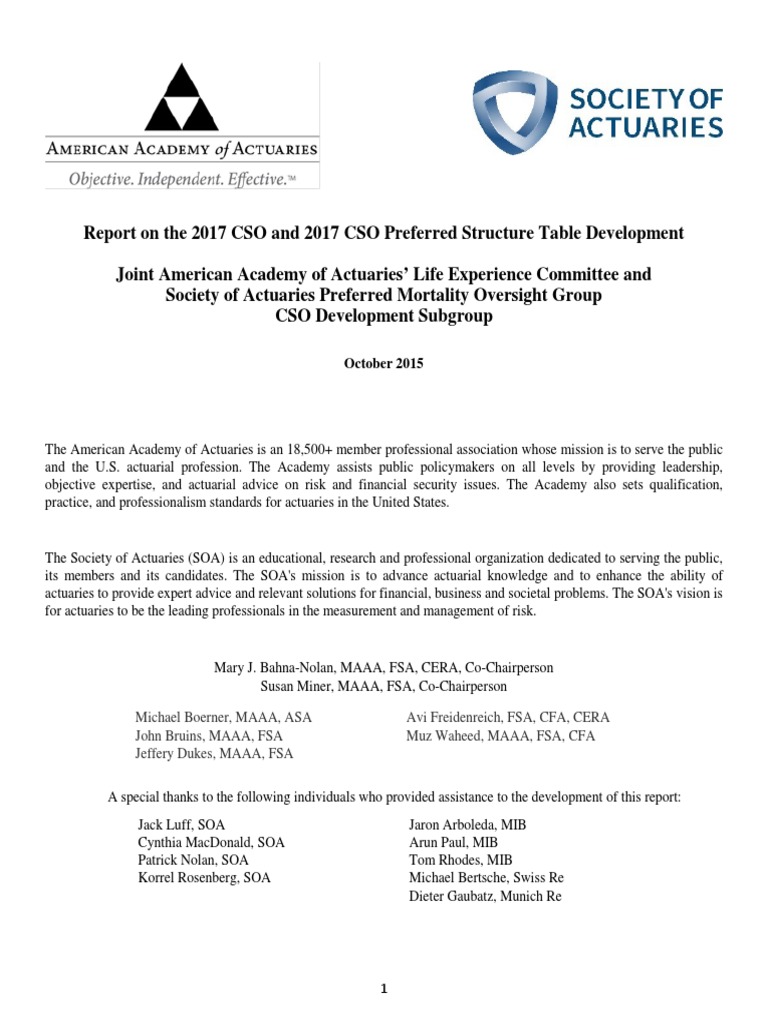 Research 2017 Cso Report | Download Free PDF | Life Insurance | Actuary