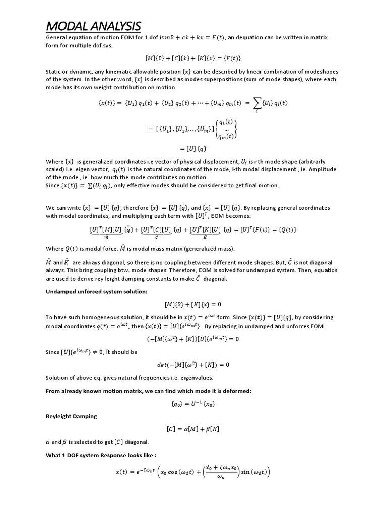Modal Analysis: Undamped Unforced System Solution | PDF | Normal Mode | Friction