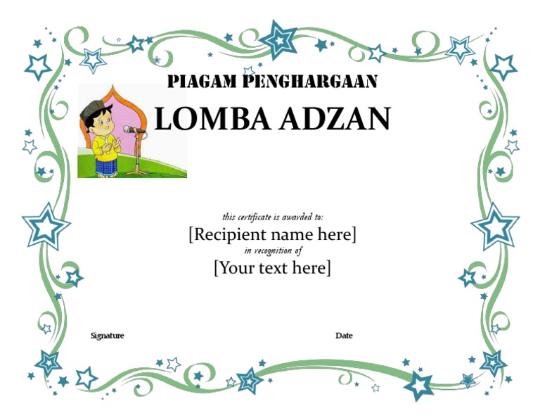 Piagam Lomba Adzan Award | PDF