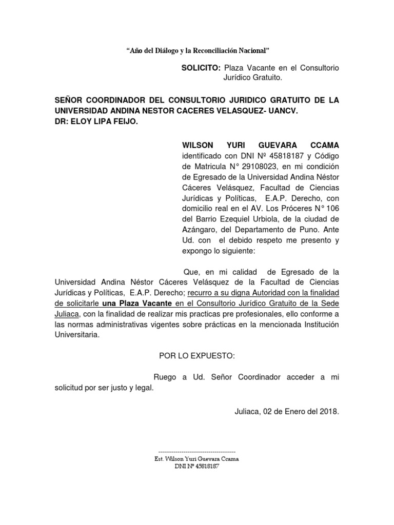 Solicitud de Practicas 2018 | PDF