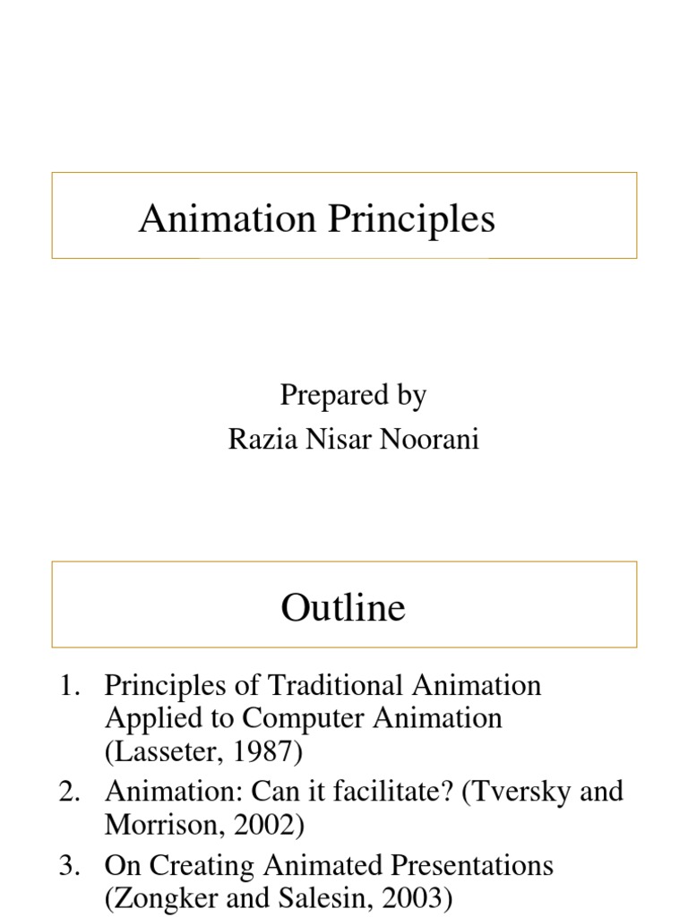 Animation Principles: Prepared by Razia Nisar Noorani | PDF | Computer ...