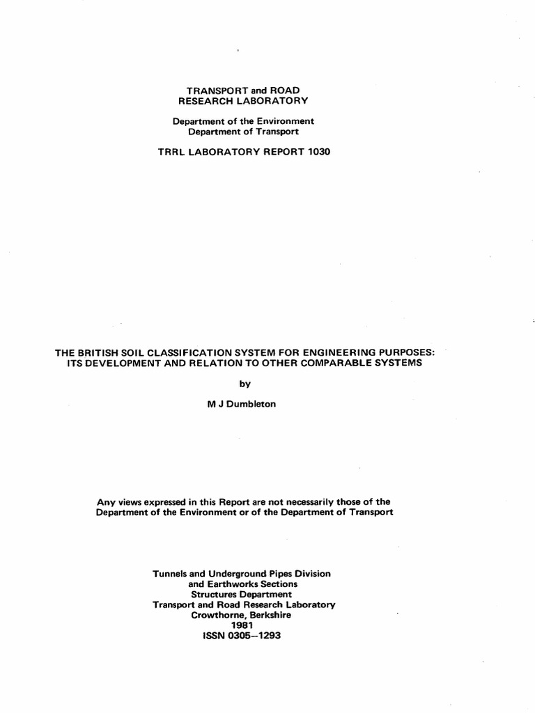 The British Soil Classification System For Engineering Purposes-Its ...
