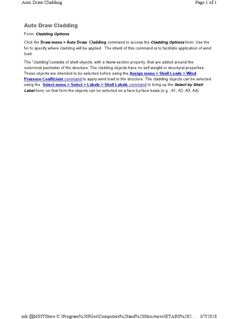 ETABS Define Cladding | PDF