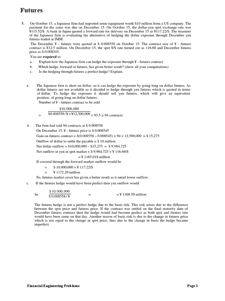 Futures Excercises | PDF | Futures Contract | Hedge (Finance)