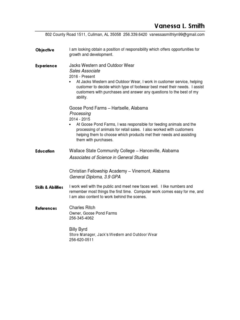 Vanessa L Smith Resume | PDF