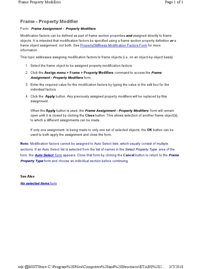 ETABS Property Modifier | PDF