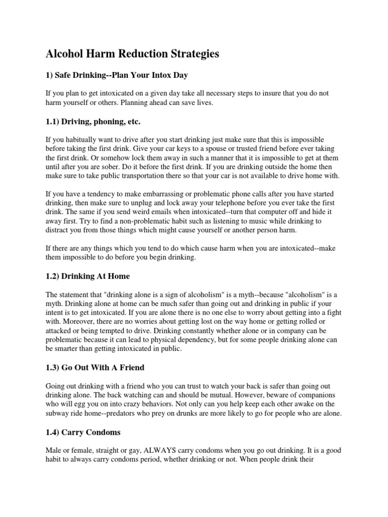 Alcohol Harm Reduction Strategies | PDF | Substance Abuse | Alcohol ...