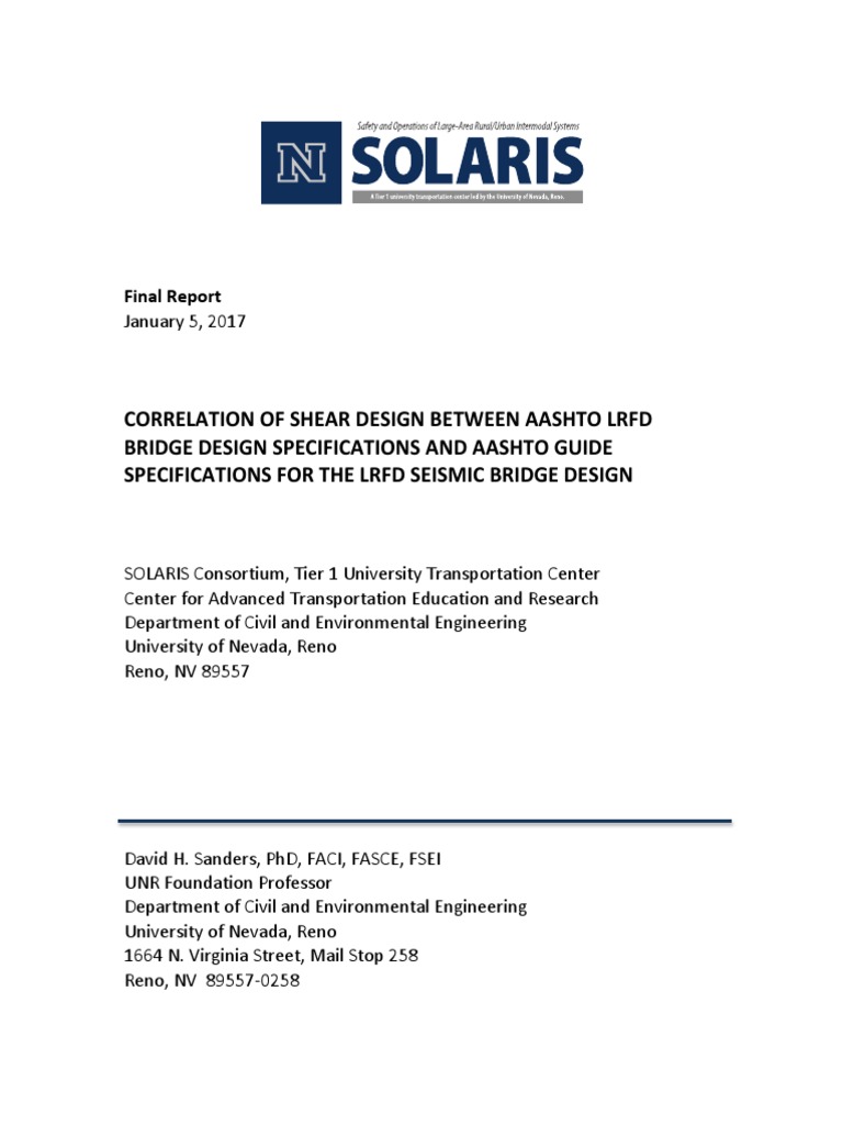 Sanders Unr-Aashto Shear Eq Comparison | PDF | Strength Of Materials ...