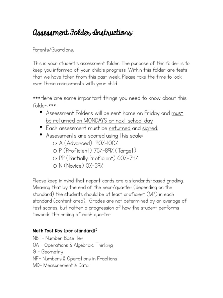 Primary School Assessment Folder Guide | PDF