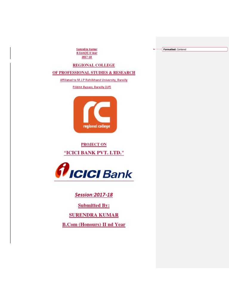ICICI Bank Project Overview 2017-18 | PDF | Transaction Account | Banks
