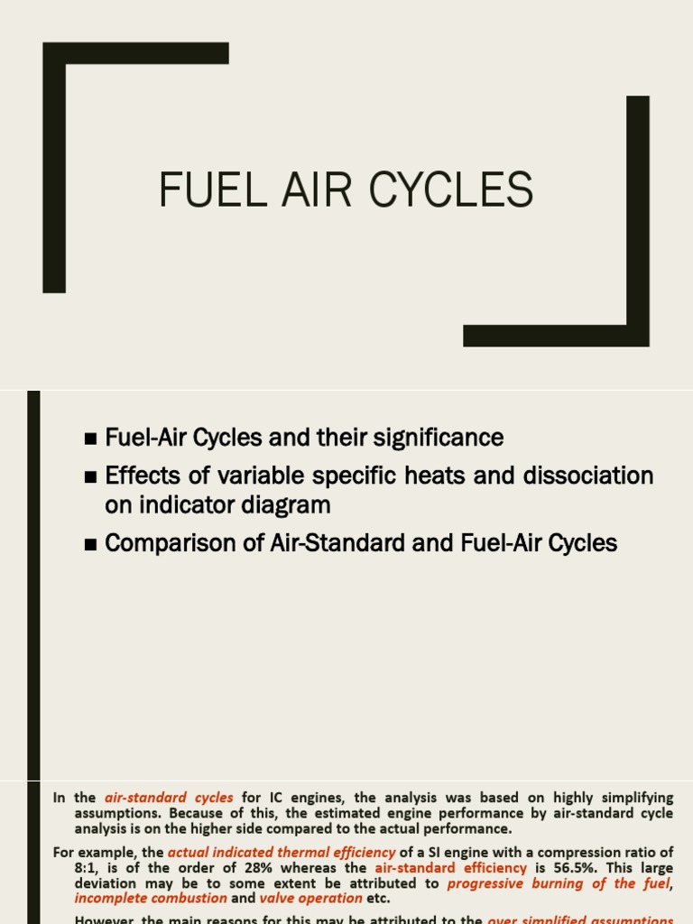 Fuel Air Cycles | PDF | Heat Capacity | Internal Combustion Engine