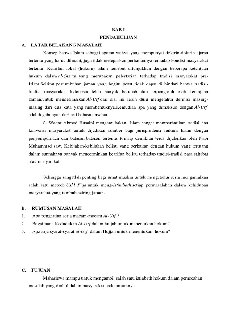 Kedudukan Al-Urf dalam Hukum Islam | PDF
