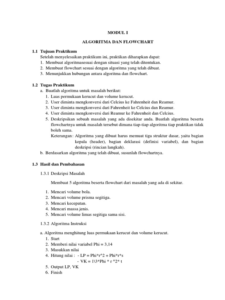 MODUL 1 Algoritma Dan Flowchart | PDF